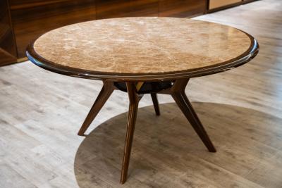 China Custom Luxury Round Coffee Table with Marble Top and Solid Wood Star Base for Modern Living Spaces for sale