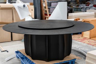 China Custom Round Black Coffee Table With Sculptural Fluted Base And Integrated Lazy Susan For Modern Interiors
Introduction for sale