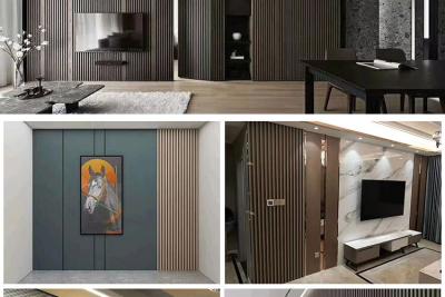 Chine 3D pvc wall panel WPC fluted decorative panel wooden grain marble color wall clading panel à vendre