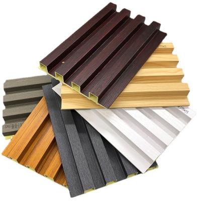Cina waterproof fluted WPC wall panel pvc wall covering fibre bamboo decorative panel rejilla de pvc in vendita