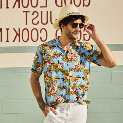 China el azul casual del verano de las camisas de manga corta de los hombres coloridos imprimió en venta