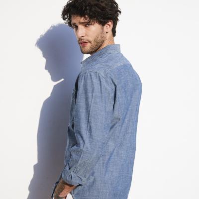 Cina Manica lunga Chambray 100 camice esili di misura del cotone respirabili per Four Seasons in vendita