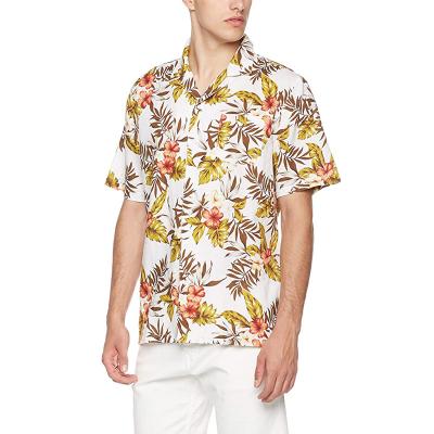 Cina Camicia hawaiana casuale tropicale di affari dell'OEM delle camice della breve manica degli uomini di tela stampati in vendita