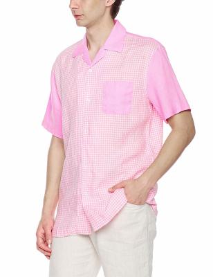 China Las camisas de manga corta casuales para hombre del campo del 100% del negocio de lino del cuello ponen en contraste el modelo del control en venta