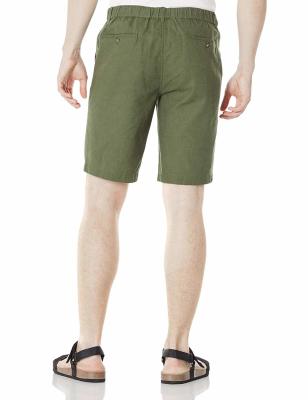 China Olive Zipper Closure Mens Linen-Borrels Drawstring 10 Duim Inseam Borrels Te koop