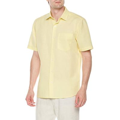China Camisa de manga corta del algodón casual del punto del cuello el 50% del ramio de la tela de los hombres aptos estándar de la camisa en venta