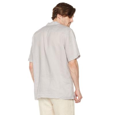 Cina Camicia di tela del collare del campo dei brevi della manica dei pizzi delle pieghe uomini di Guayabera con 2 tasche in vendita