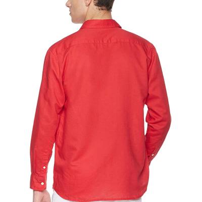 China Grandes camisas vermelhas de Tab Cuff Mens Casual Linen laváveis com colar da camisa à venda