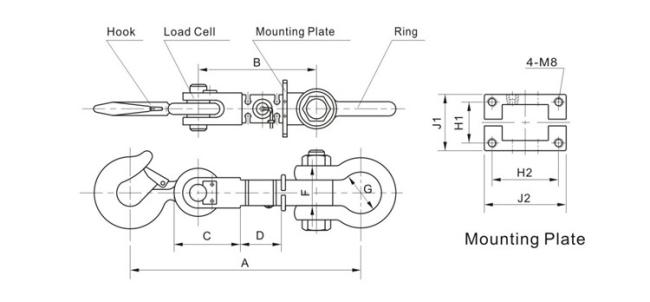 GSP902 30 ton crane scale hook load cell