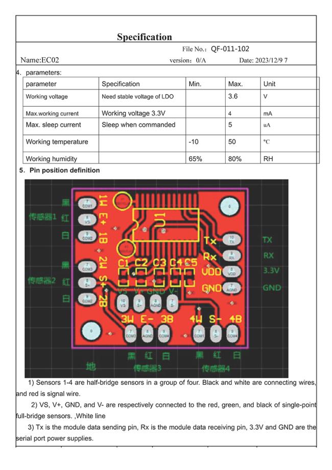 Weight Sensor amplifier Board IC EC02 Sensor Weighing Scale PCB Weighing Sensor Load cell amplifier