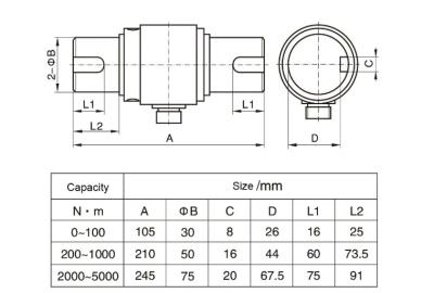China RJ-2 Cheap Price 100Nm 200Nm 500Nm 1000Nm Alloy Steel Torque Sensor for sale