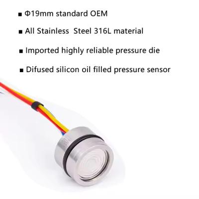 China Ruijia Manufacturer Temperature and Pressure Sensor Flush Diaphragm Mini I2C 1.5mA Difused Silicon Filled Pressure Sensor for sale