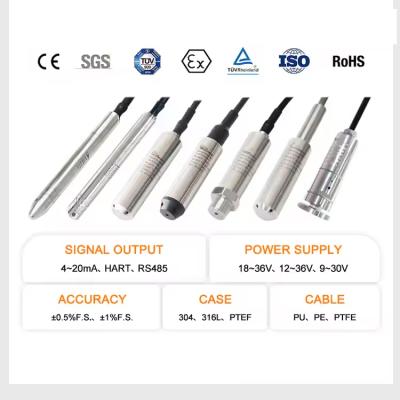 China Ruijia 0m- 20m H2O Water Tank Oil Can Level Sensor With Hart RS485 Level Transmitter for sale