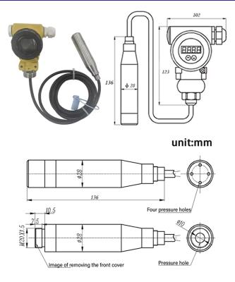 China 304SS 4-20mA LCD Level Gauge 0-5m Range 12-36V DC for sale