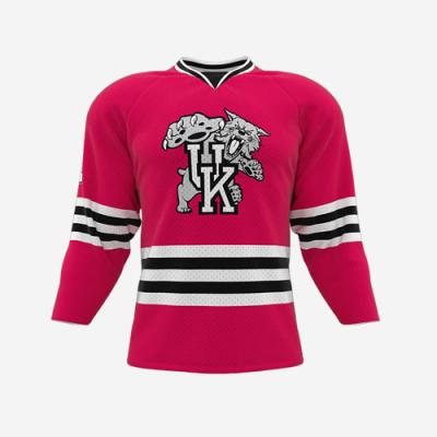 China Kawasaki 100% polyester hockey jersey fabric custom half and hald jerseys of ice training ice hockey for sale
