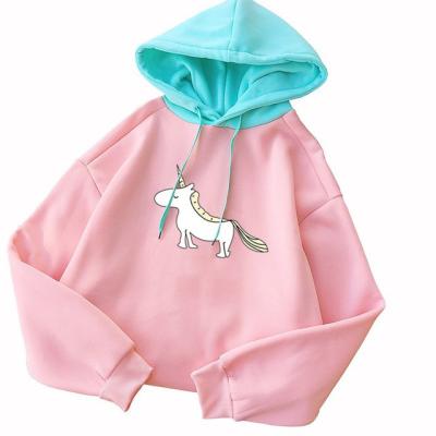 China Autumn Winter New Fashion Women Casual Long Sleeve Fleece Patchwork Hoodie Sweatshirt for sale