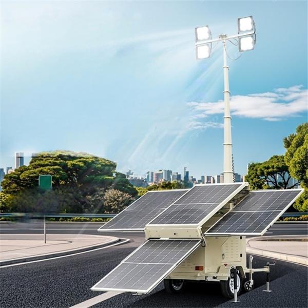 Quality Solar Powered Trailer Mounted Light Tower Mobile LED Tower With Monocrystalline for sale