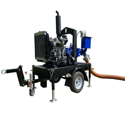 China Sewage Mobile Water Pump Maximum Self Suction 8m Centrifugal Pumping System Diesel Motor Pump for sale