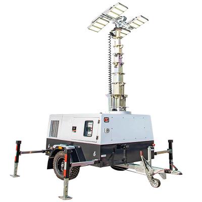 China Diesel Light Tower Generator 9m 12m High Mast Light Tower Emergency Portable Light Tower for sale