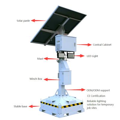 China OEM/ODM Sopport Mobile Solar Light Tower Night Airport Lighting Solar Powered Lighting Towers for sale
