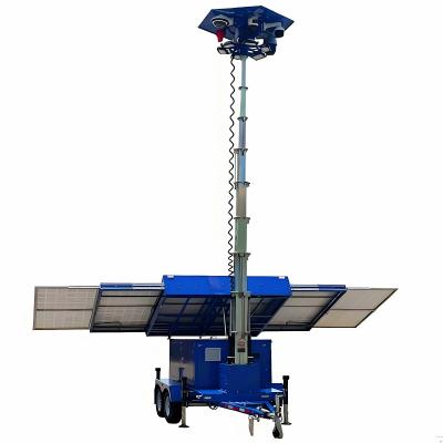 China Integrated CCTV Remote Monitoring Surveillance Tower Public Events Large Area Lighting Mobile Solar Light Tower for sale