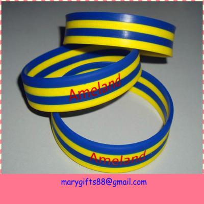 China Customized World Cup Country Flags Tricolor Layer three color silicone wrist strap for sale
