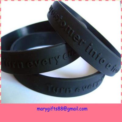 China black silicone embossed wristband for sale