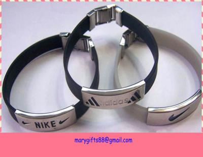 China Chinese hot silicone bracelet with metal for sale