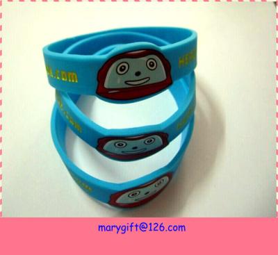 China watch shape silicone wristband with printed and debossed logo for sale