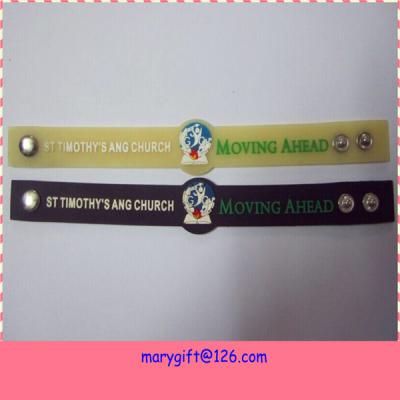 China Embossed pvc bracelet with custom logo for sale