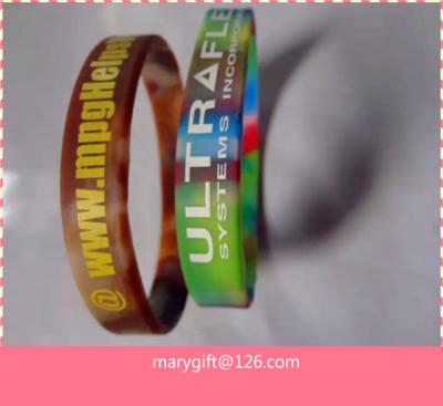 China mixed color silicone wristband with printed logo for sale