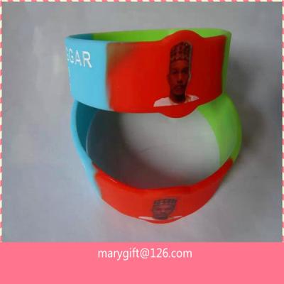 China segemented color silicone wristband with CMYK printing for sale