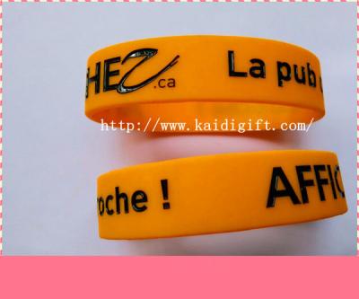China 3/4 inch debossed silicone bracelet bangles for sale