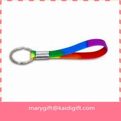 China manufacture cheap promotional custom silicone keychain bracelets with mixed color for sale