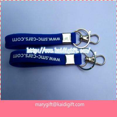 China silicone wristband keyrings can be with any of customer logo or text design for sale