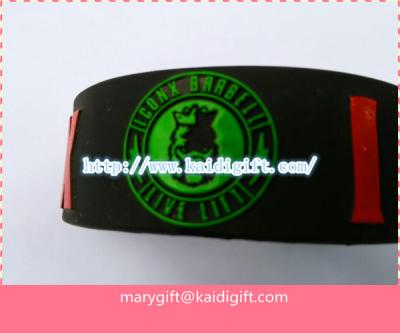 China embossed wide silicone wristband for sale