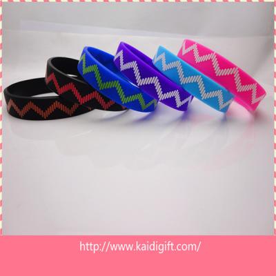 China printed Colorful 12mm Sports Rubber Silicone Bracelet Bangles for sale