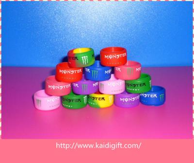 China recessed logo silicone finger rings for sale