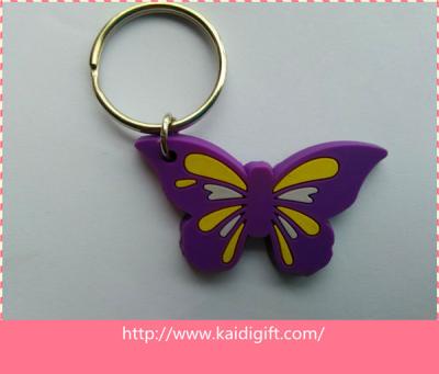 China butterfly shape simple PVC key ring for sale