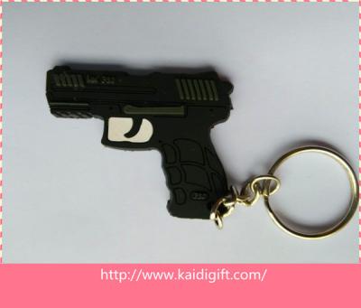 China hot sell fashion promotion gun design soft PVC key holder, key tag for sale