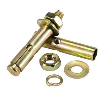 Carbon Steel Colorful Zinc Plated Sleeve Expansion Anchor Bolt With Hole C/W Hex Nut & Wahser