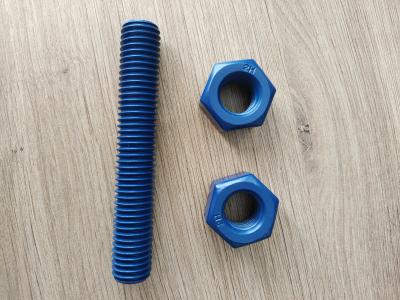 China PTFE Coated A193 B7 Stud Bolt with 2 Heavy Hex Nuts 1/4"-1 1/2" for sale