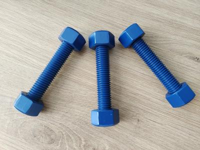 China PTFE Coated A193 B7 Stud Bolt with 2 Heavy Hex Nuts 1/4"-1 1/2" for sale