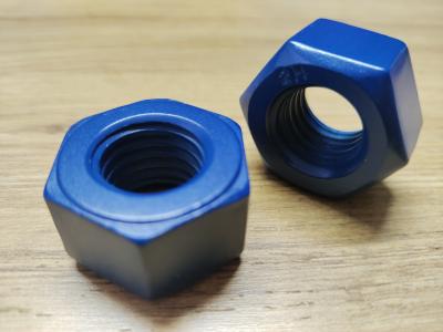 China Heavy Hexagon Nuts Made of A194 2H with Blue PTFE Coating for sale