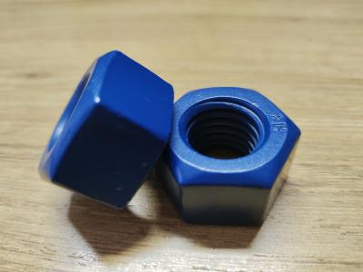 China Heavy Hexagon Nuts Made of A194 2H with Blue PTFE Coating for sale