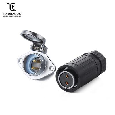 China Waterproof and Dustproof Automatic Spring Cover Zinc Alloy Shell Connector Male Plug Self Locking Socket for Power Cable for sale