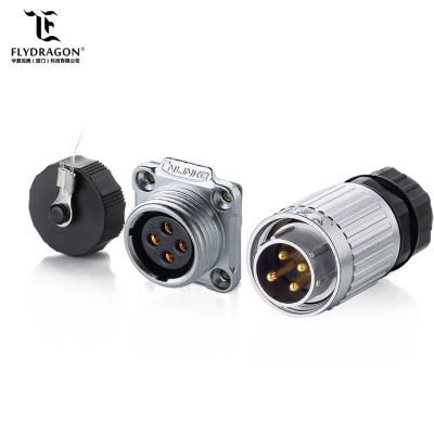 China IP67 4 Pin Plug Approved 20A Screw Fixed Electric Current Metal Underwater Connector for sale