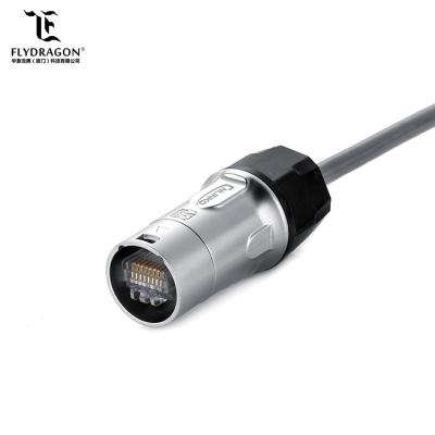 China Double shield dual rj45 pcb mount connector waterproof ip67 lan cable available for sale