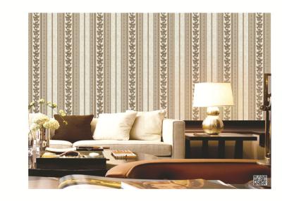 China PVC project wallpaper stripe design with damask flower fashion and troditional for sale