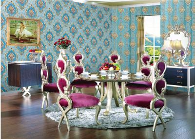 China Deep Embossed Blue Damask Wallpaper For House Decoration , OEM ODM Service for sale